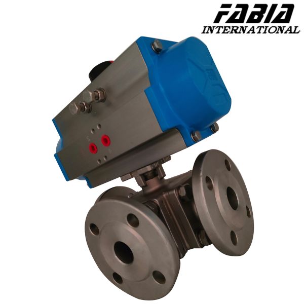 Quality Pneumatic Flanged Ball Valve 3-Piece Split Type Pneumatic Control for sale