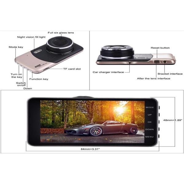 Quality Smart Auto Dashboard Mounted Panoramic Dash Cam In And Out 1080P 128GB for sale