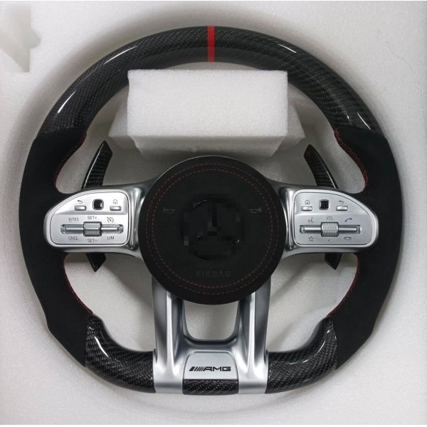Quality Mercedes-Benz Old Model AMG Carbon Fiber Steering Wheel 55cm Diameter Nappa Leather for sale