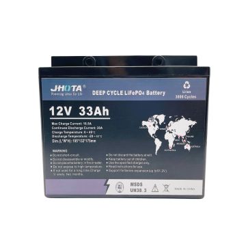 Quality 12v 33ah Solar Lifepo4 Battery Rechargeable Lithium Iron Phosphate Battery Pack for sale