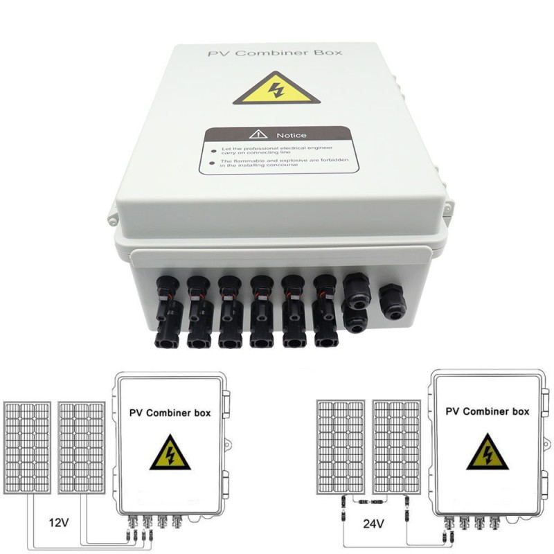 IP65 Waterproof Solar Energy PV Combiner Box 1-6 Strings Plastic Distribution Enclosure Solar DC Switching Box