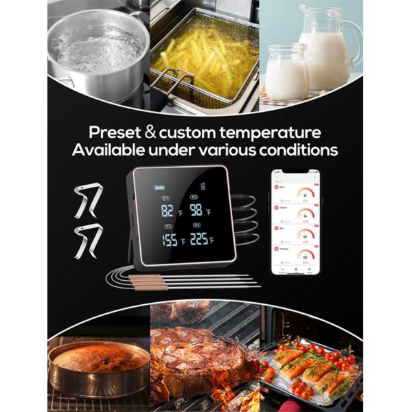 Quality Four Probes Digital Instant Read Bbq Meat Thermometer Bluetooth Wireless Meat for sale