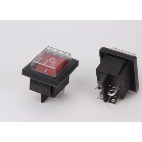 Quality Pa66 Yellow 2 Pole Rocker Switch , 4 Pin Rocker Switch Waterproof PC Button for sale