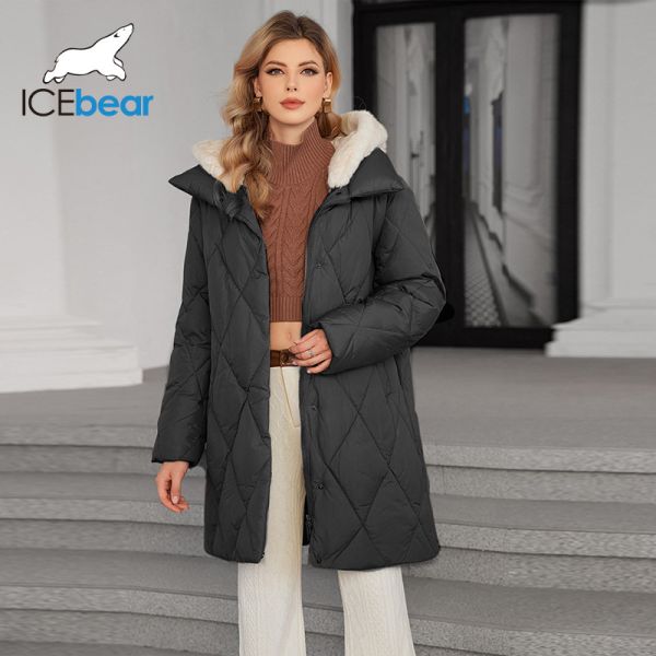 Quality Thickened Mid Length Down/Cotton Jacket With Detachable Mink Fur Hat Showcasing Winter Elegance for sale