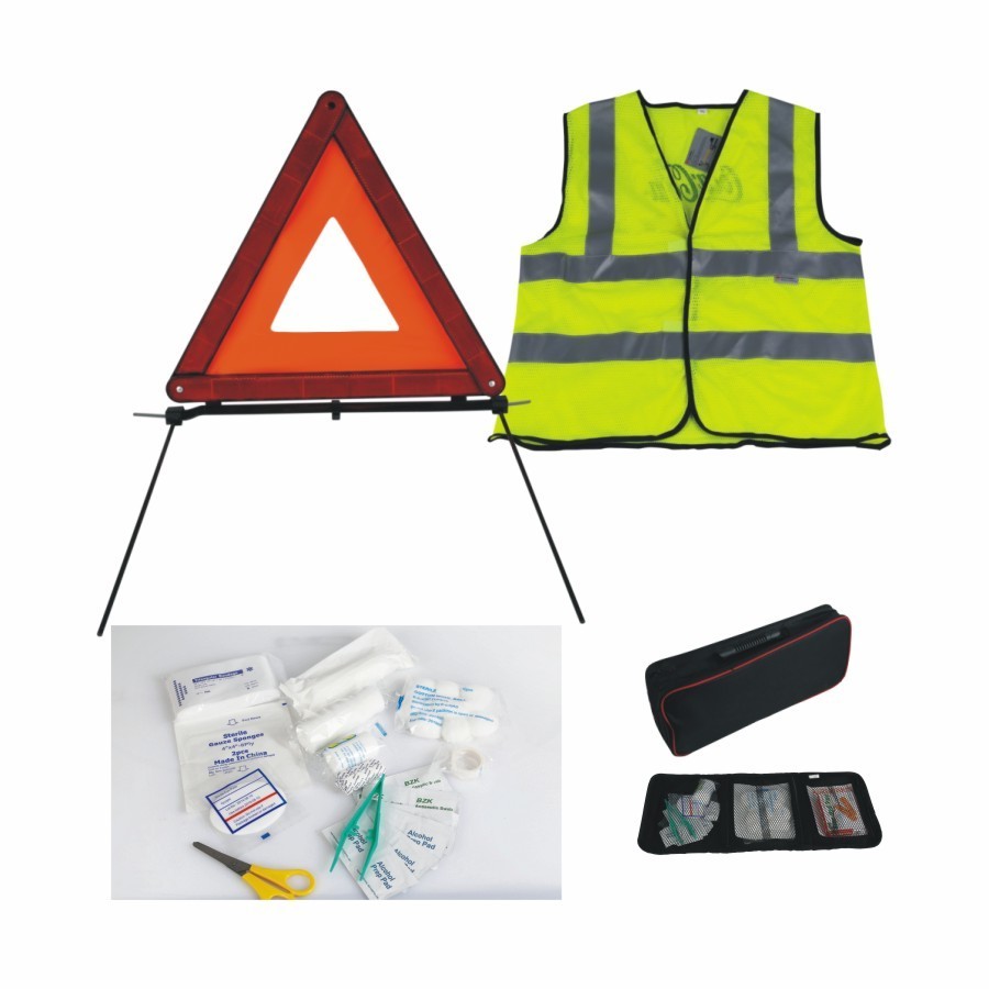 Quality 3In1 Car Reflective Vest Warning Triangle Emergency Roadside Kit with Customized for sale