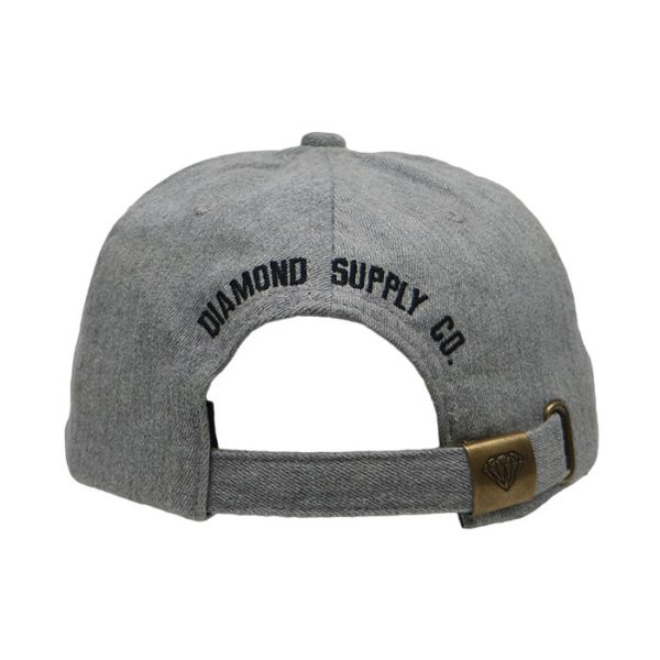 Quality Diamond gray dads cap low crown diamond logo adjustable buckle for sale