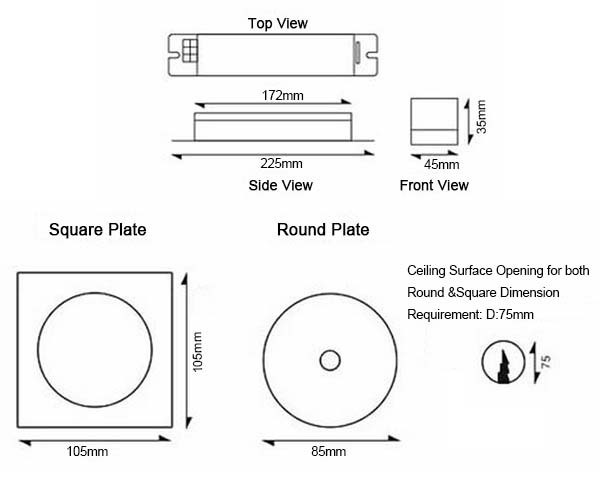 Quality Non Maintained Ceiling Recessed LED Emergency Downlight 3 Hours Duration Ni-Mh for sale