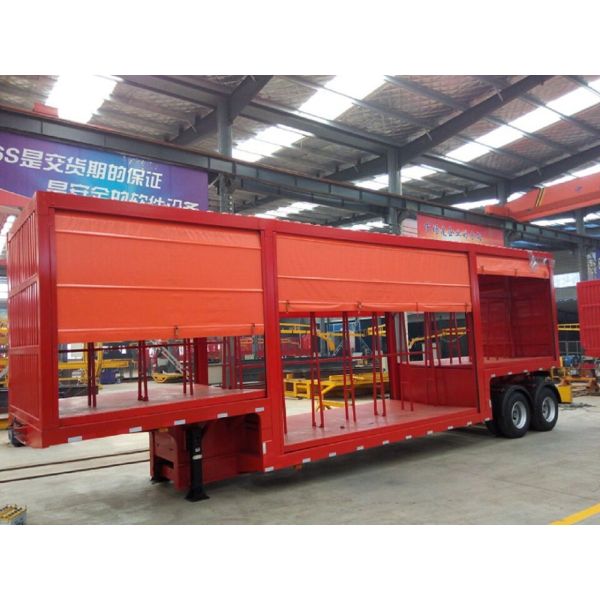 Quality 50t Curtain Side Van Open Light Cargo Semi Trailer Tread 1840mm for sale