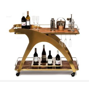 Quality Metal and Wood Hotel Furniture Serving Trolley Metal Serving Trolley Customized for sale