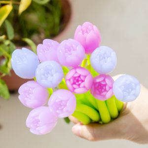 Quality Flower Design Tulip Color Changing Neutral Pen 0.38mm Office School Gift Pen for sale