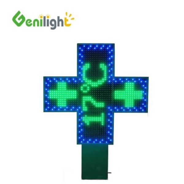 Quality 1G Pixel Configuration Custom Size Full Color Pharmacy LED Cross Sign with RGB for sale