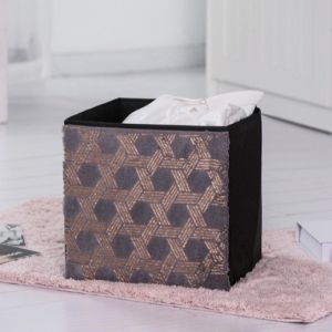 Quality 30x30x30cm Black And Gold Fabric Foldable Storage Bins for sale