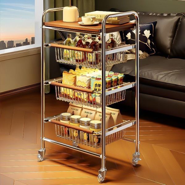 Quality Instant Coffee Table Narrow Edge Corner Display Rack Trolley Doubles Brake Locked Stability for sale