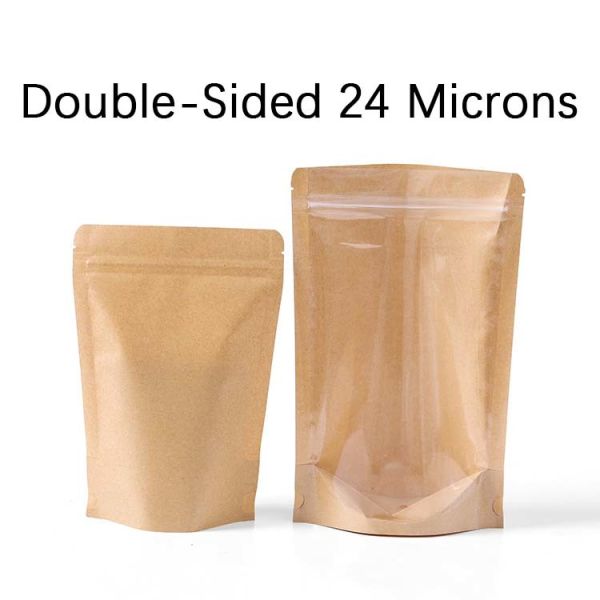 Quality Customizable Stand up Pouch With Window Kraft Paper Food Packaging Bag Ziplock for sale
