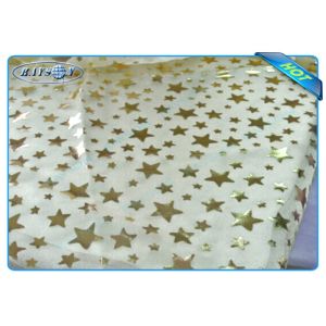 Quality Diposable Golden Star Printed Non woven Tablecloth Roll / Piece For Christmas for sale