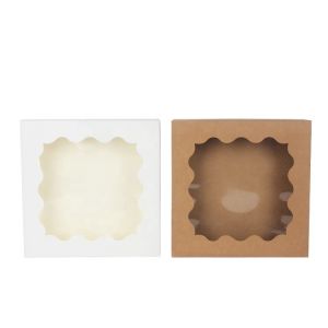 Quality Square Macaron Food Gift Contaienrs Paper Cake Boxes For Pastry With Window for sale