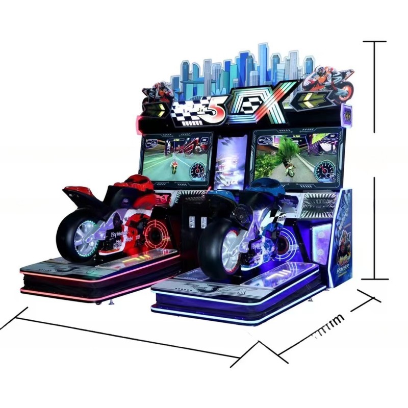 Side angle showing racing game controls