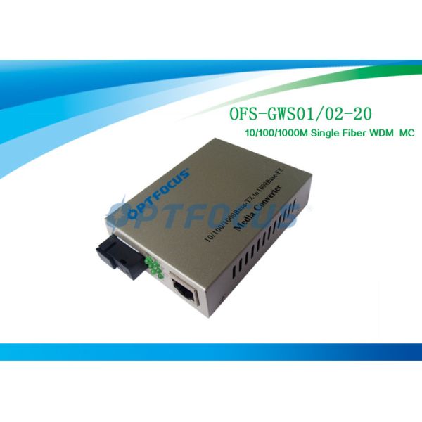 Quality Single Fiber Media Converter 1310nm 1550nm 10 / 100 / 1000 Base - Tx to 1000 Base - FX SM 20Km SC for sale