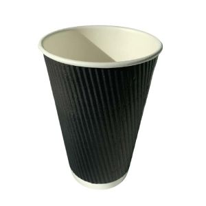 Quality Black Triple Wall Coffee Cups Customizable Insulated 16oz Ripple Cups for sale