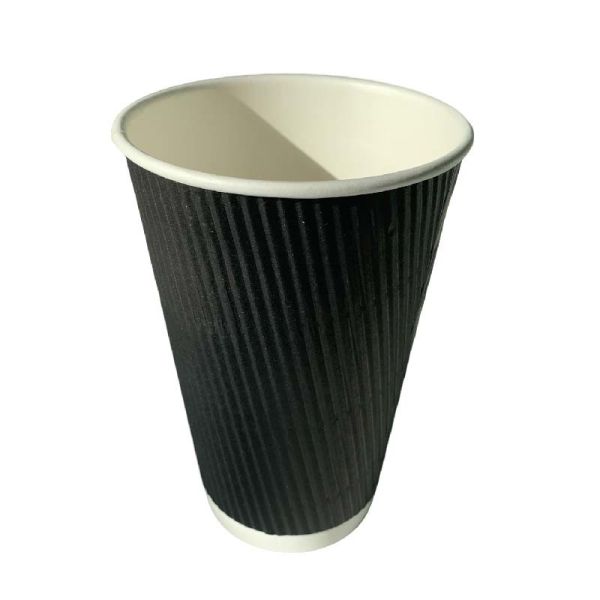 Quality Black Triple Wall Coffee Cups Customizable Insulated 16oz Ripple Cups for sale