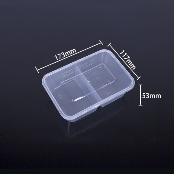 Quality Square 2 Compartment Takeaway Containers With Lid for sale