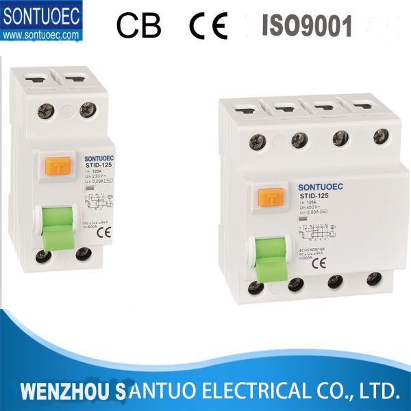 Quality Electronic or magnetic STID-125 Series RCCB 4p 400v Residual Current Circuit Breaker for sale