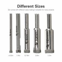 Quality Silver 5pcs Diamond Grit Hole Saw Kit For Porcelain Tile / Granite / Glass for sale