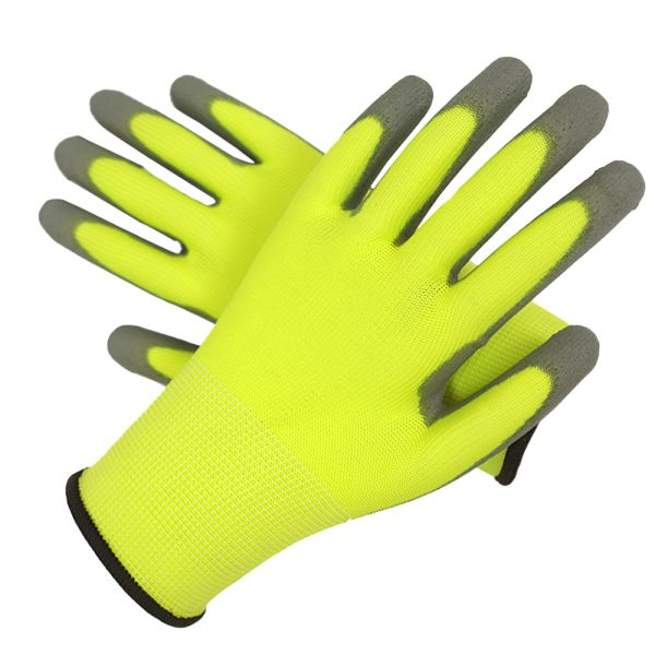 Quality Green Polyester Garden Work Gloves Comfortable Breathable Protective Gloves for sale