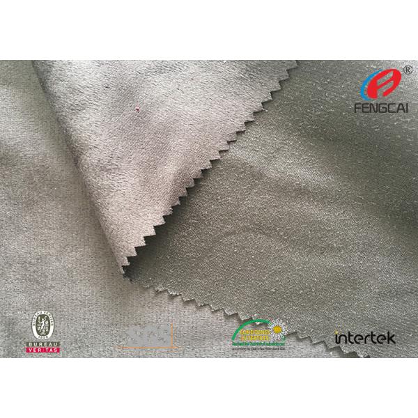 Quality Warp Knitting Microfiber Suede Upholstery Fabric , Silver Poly Suede Fabric for sale