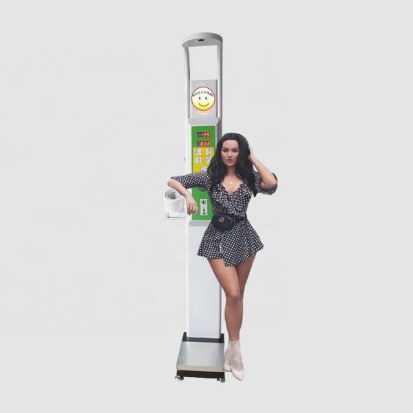 Quality 33*55*235cm LED Display Body Height Weight BMI Blood Pressure Machine for sale