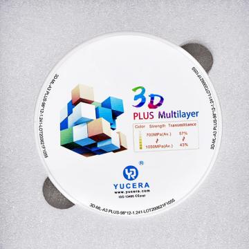 Quality 900MPA 49% Translucent 3D Multilayer Zirconia Block for sale