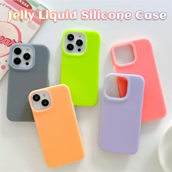 Quality Skin Friendly Jelly Liquid Cell Phone Silicone Case With Soft Microfiber Lining for sale