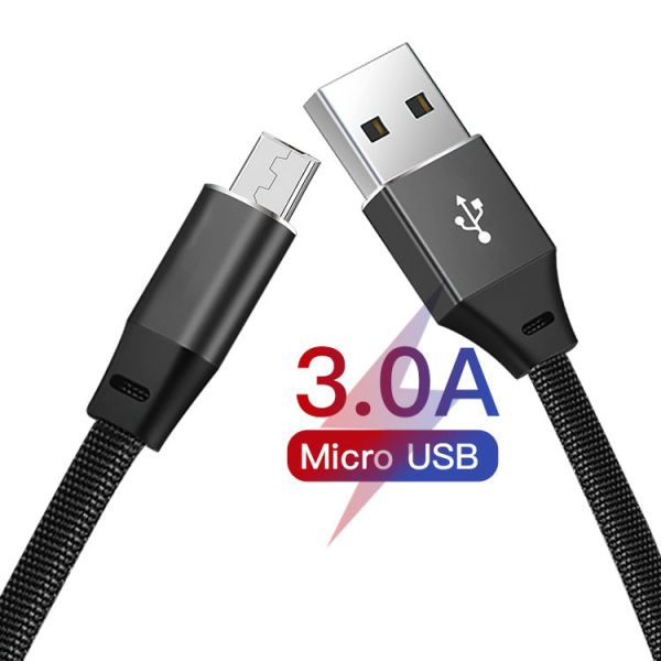 Quality Durable 3A Nylon Braided Micro USB Cable For Android Phone for sale