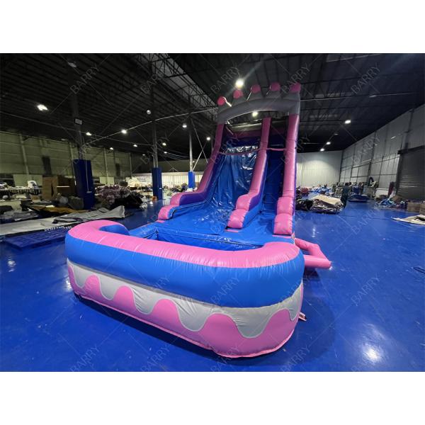 Quality 8.4x3.6x6m Custom Jumper Bouncy Kids Pink Princess Inflatable Water Slides For Party for sale