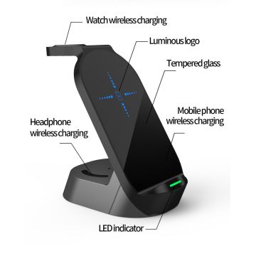 Quality White 3 In 1 QI Wireless Charger Compatible with Compatibility Qi-enabled for sale