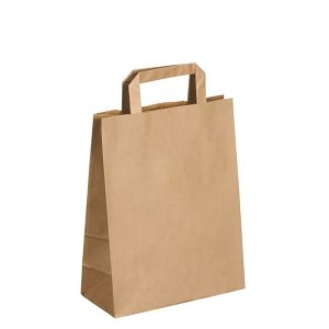 Quality Flexo Printing Recycled Flat Handle Paper Bag Biodegradable Plain Brown Kraft for sale