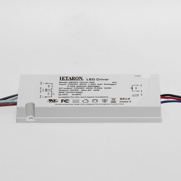 Quality 12V 24V UL Listed 24W LED Driver Integrated Relay Control for Bathroom Mirror for sale