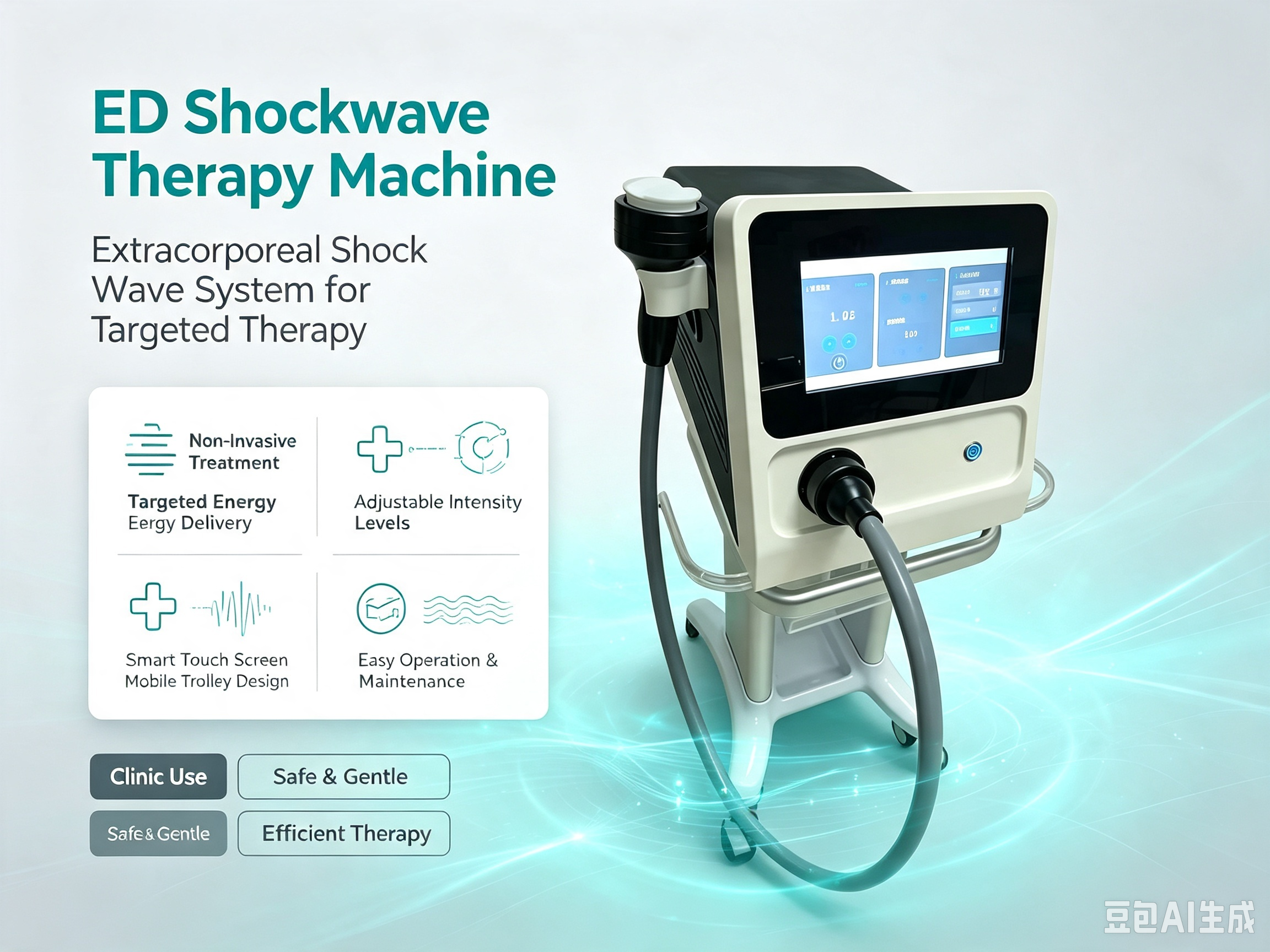 Quality Trolley‑Type Low‑Intensity ESWT Shockwave Therapy Machine Non‑Invasive Erectile for sale