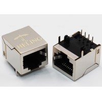 Quality THT Mounting RJ45 Single Port , Tab Up R / G RJ45 Jack Female Brass Shielded for sale