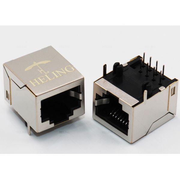 Quality THT Mounting RJ45 Single Port , Tab Up R / G RJ45 Jack Female Brass Shielded for sale