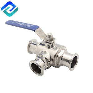 Quality Sanitary three way SS Tri clamp Casting Ball Valve for sale