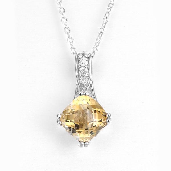 Quality 10mm 925 Silver Gemstone Pendant Yellow Triangle Citrine November Birthstone for sale