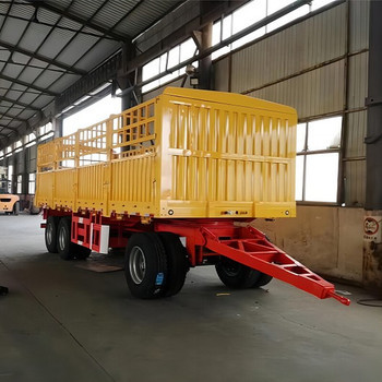 Quality Farm 2-Axles Flat Platform Fence Drawbar Full Trailer With Ladder for sale