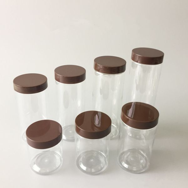 Quality Dia 85mm Round Plastic Canisters Easy Open Transparent Nuts Storage Jars With for sale