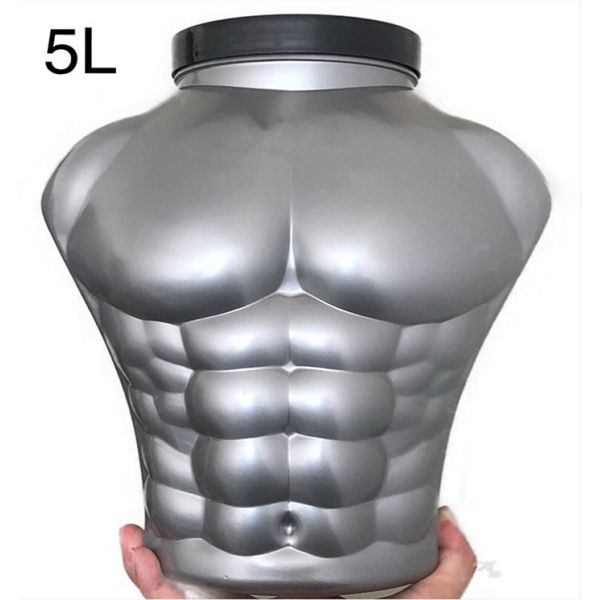 Quality 5L Muscle Shaped Pet Plastic Container Shatterproof Protein Powder Storage Container for sale
