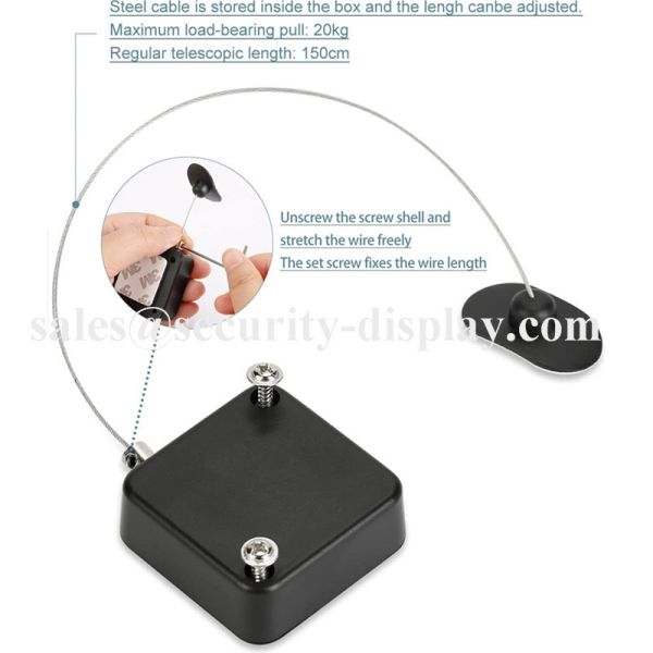 Quality Double Sided 3M Adhesive Retractable Security Cable Lock For TV DVD for sale