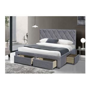 Quality OEM King Size Tufted Storage Bed Velvet Fabric With Four Storage Drawers for sale