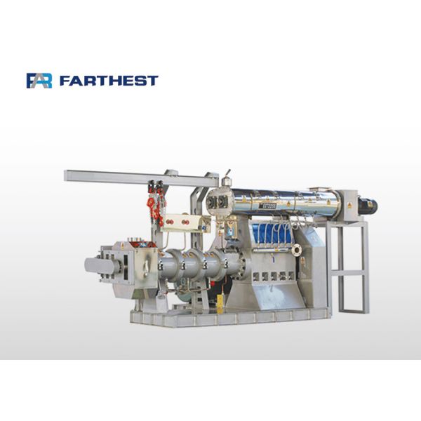 Quality Double Screw Floating Fish Feed Making Machine , Aqua Feed Steam Extruder for sale