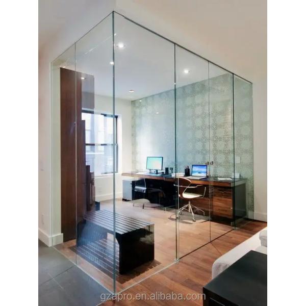 Quality Frameless Clear Glass Partition Wall Vertical Full View Interior Office for sale