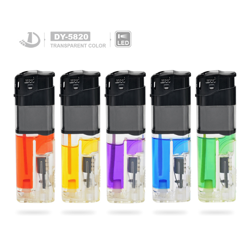 Disposable or Refillable Electronic Soft Piezo Flame Gas Lighter with LED